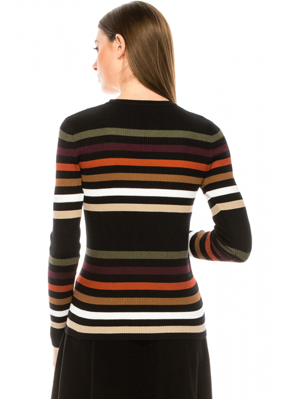 Multi Colored Striped Sweater Modest Women Clothing Yal New York